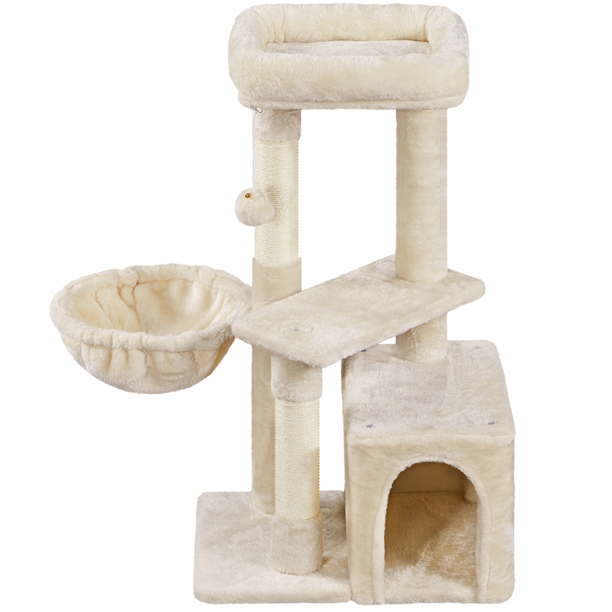 SmileMart 34.5" H Cat Tree Tower with Condo and Perches, Beige ...