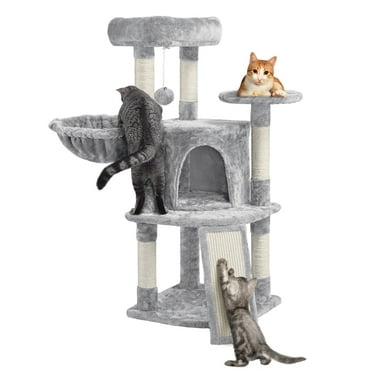 SmileMart 51" Cat Tree with Hammock and Scratching Post Tower, Beige ...