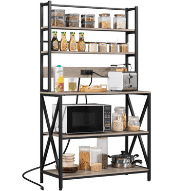 VASAGLE Bakers Rack for Kitchen, 6-Tier Kitchen Shelves with 6 Hooks ...