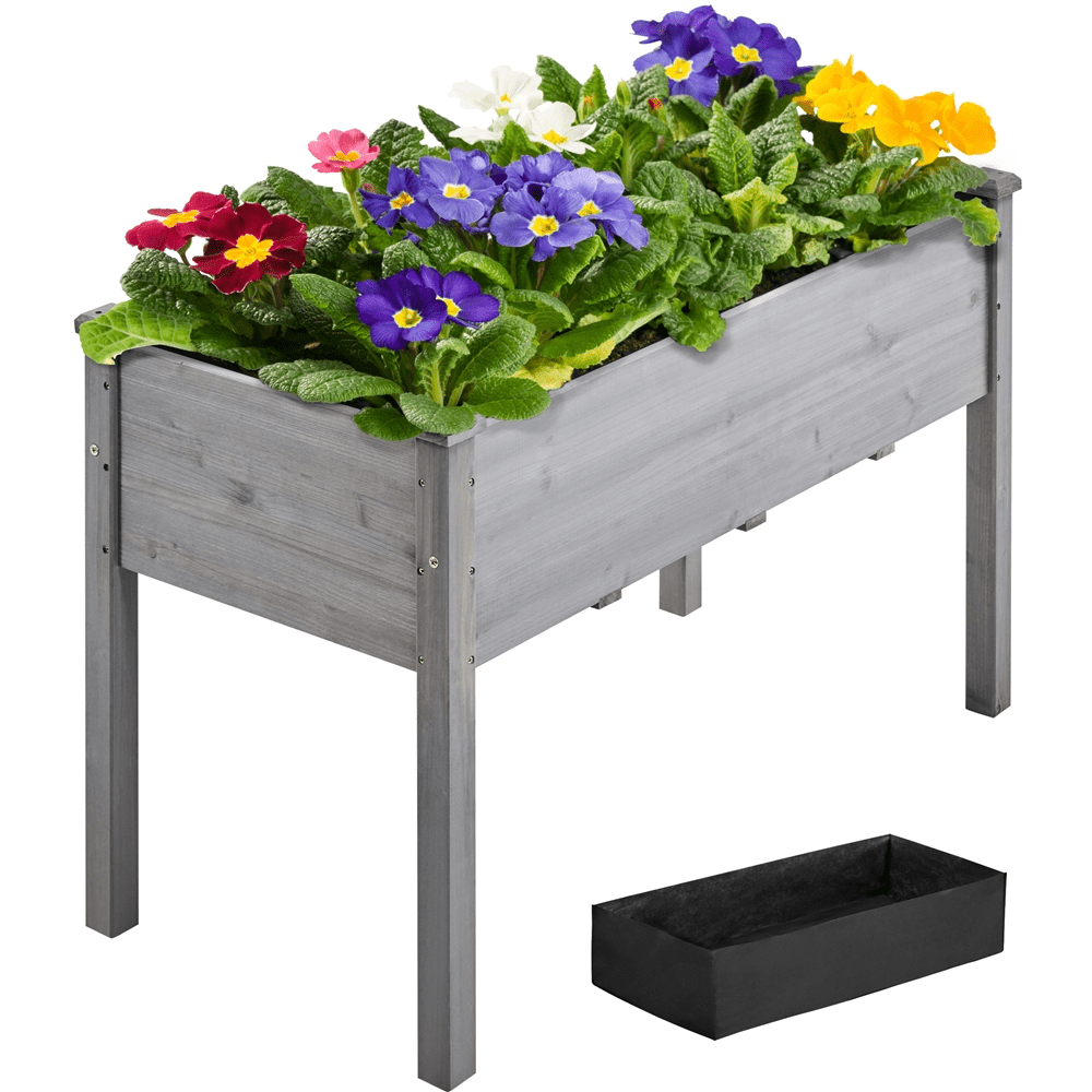 SmileMart Fir Wood Elevated Planter Raised Bed for Garden/House/Yard ...