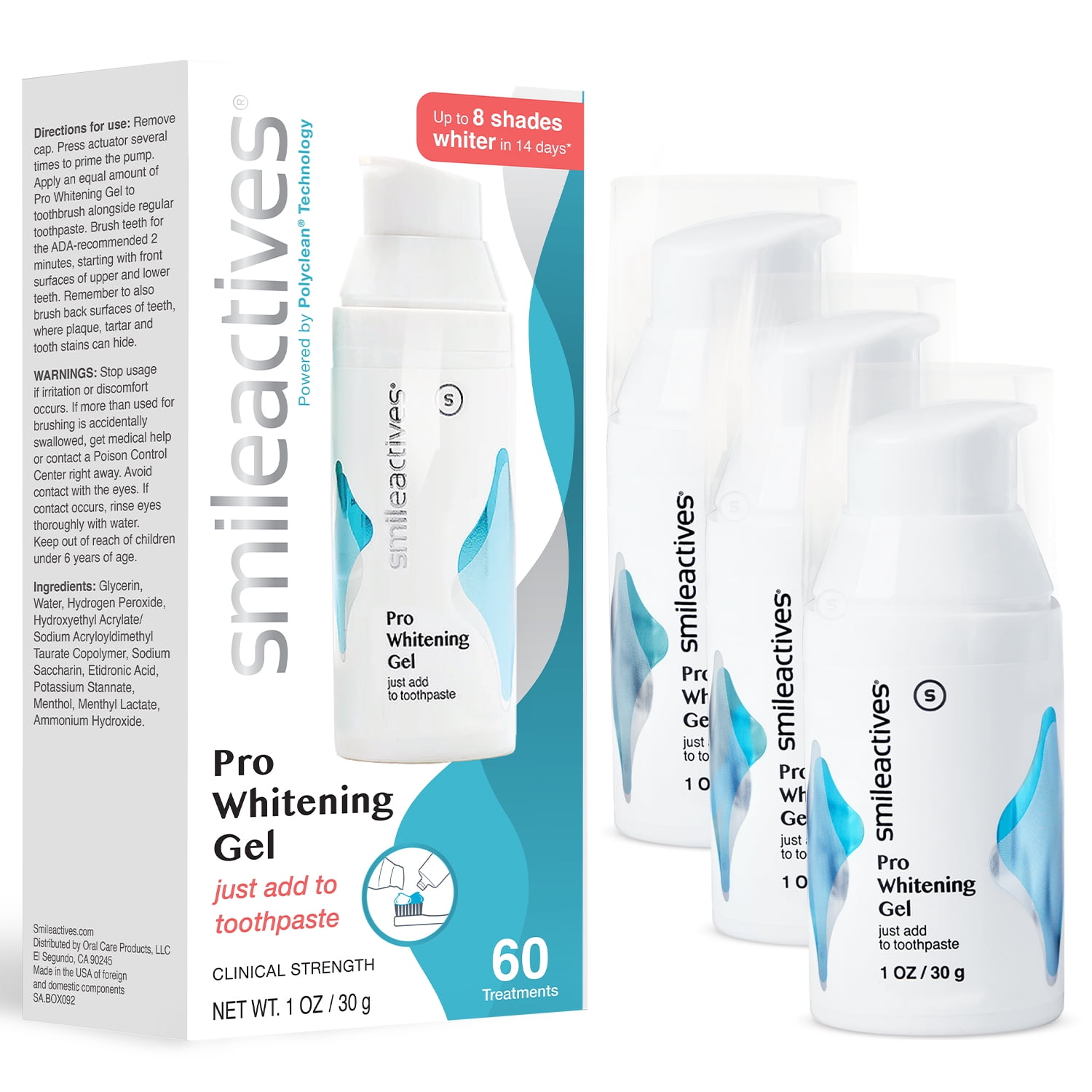 Smileactives Dentist-Quality Pro Whitening Gel with Hydrogen Peroxide ...