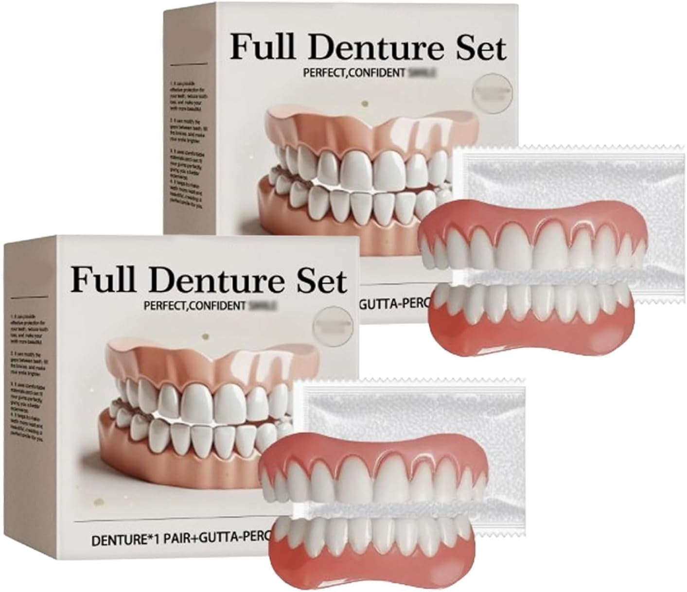 Smileasego Premium Dentures, Silicone Reline Denture Set, Upper and ...