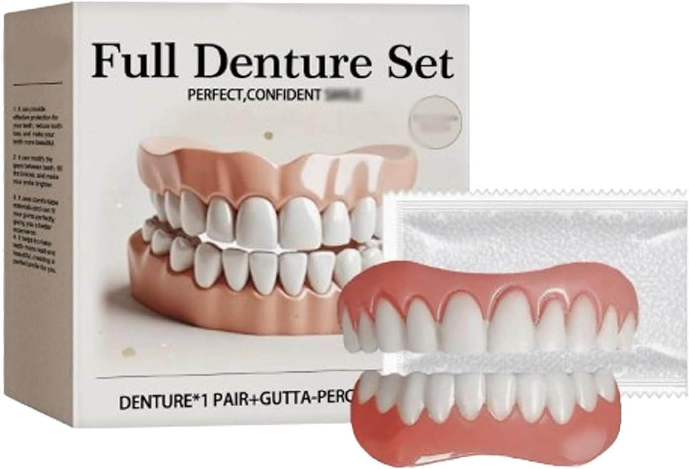 Smileasego Premium Dentures, Silicone Reline Denture Set, Upper and ...