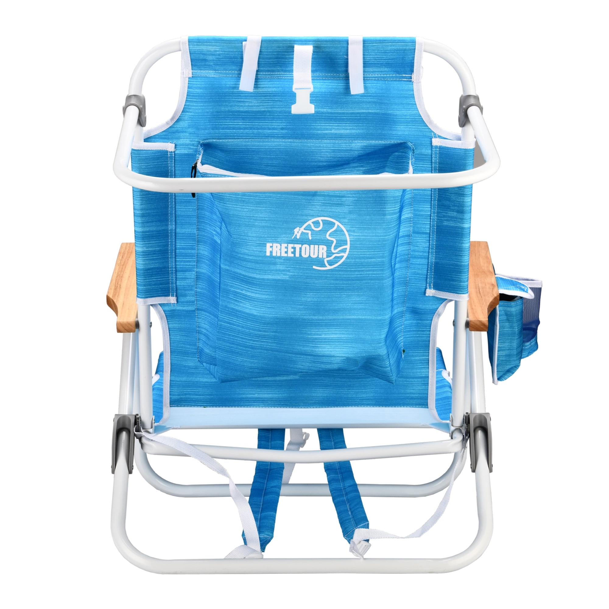 Smilegand Blue Backpack Beach Chair - 5-Pos Adj Back, Towel, Cup Holder ...