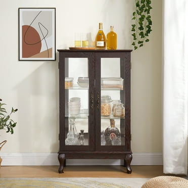 Ridgewood Cherry Mirrored Curio Console - Walmart.com