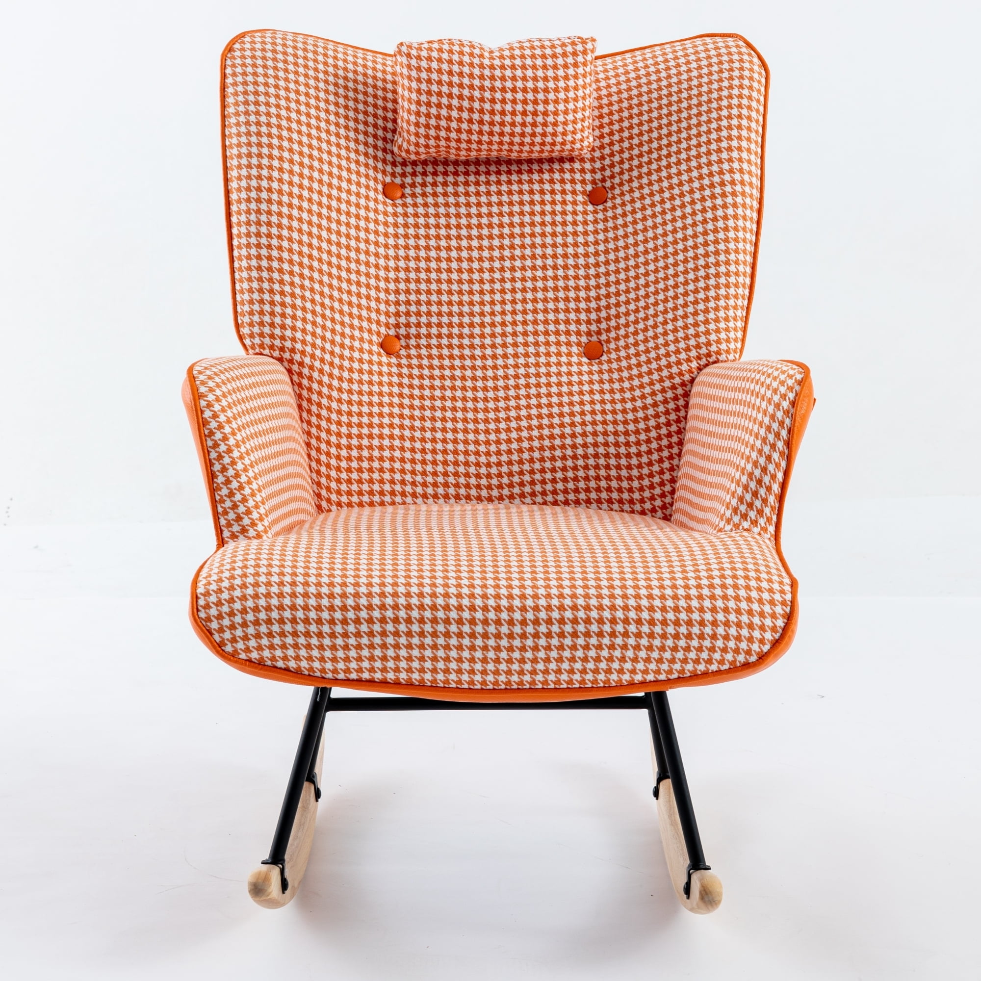 Smilegend 35.5 inch Rocking Chair, Soft Houndstooth Fabric Leather ...
