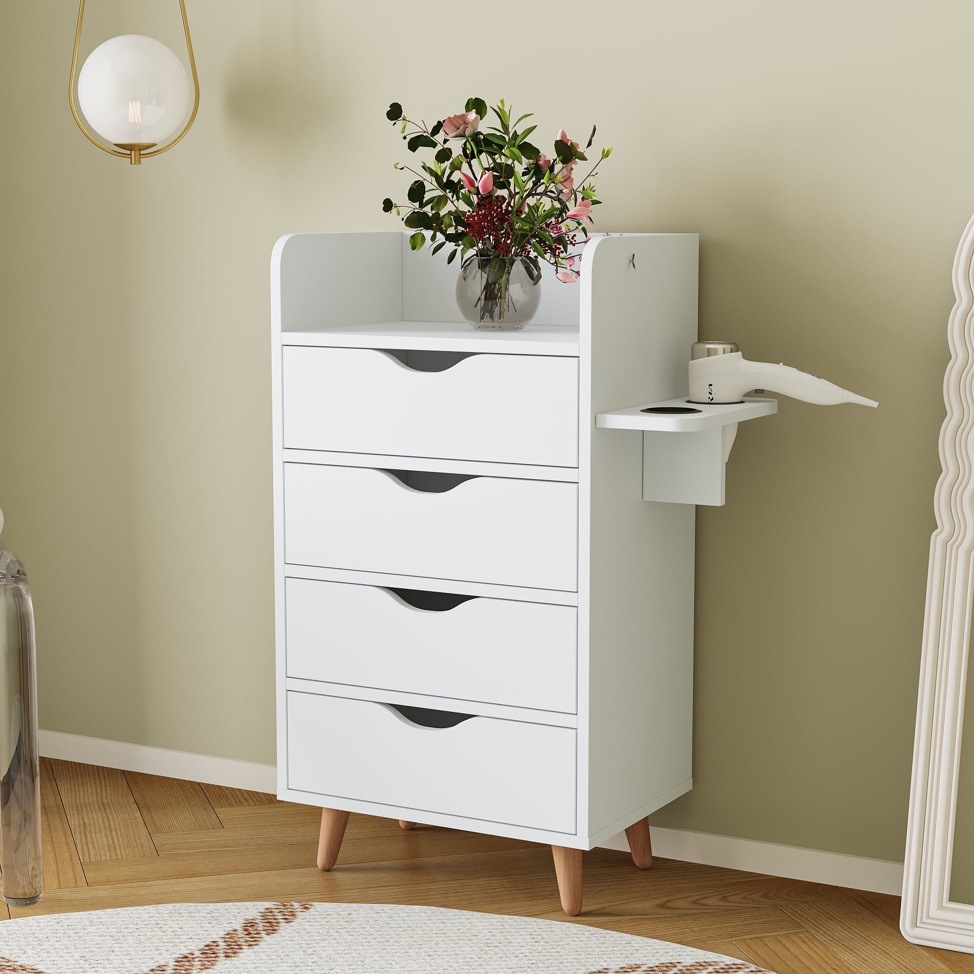 Smilegend 4-Tier Rolling Salon Storage Cabinet with Drawers, Hair ...