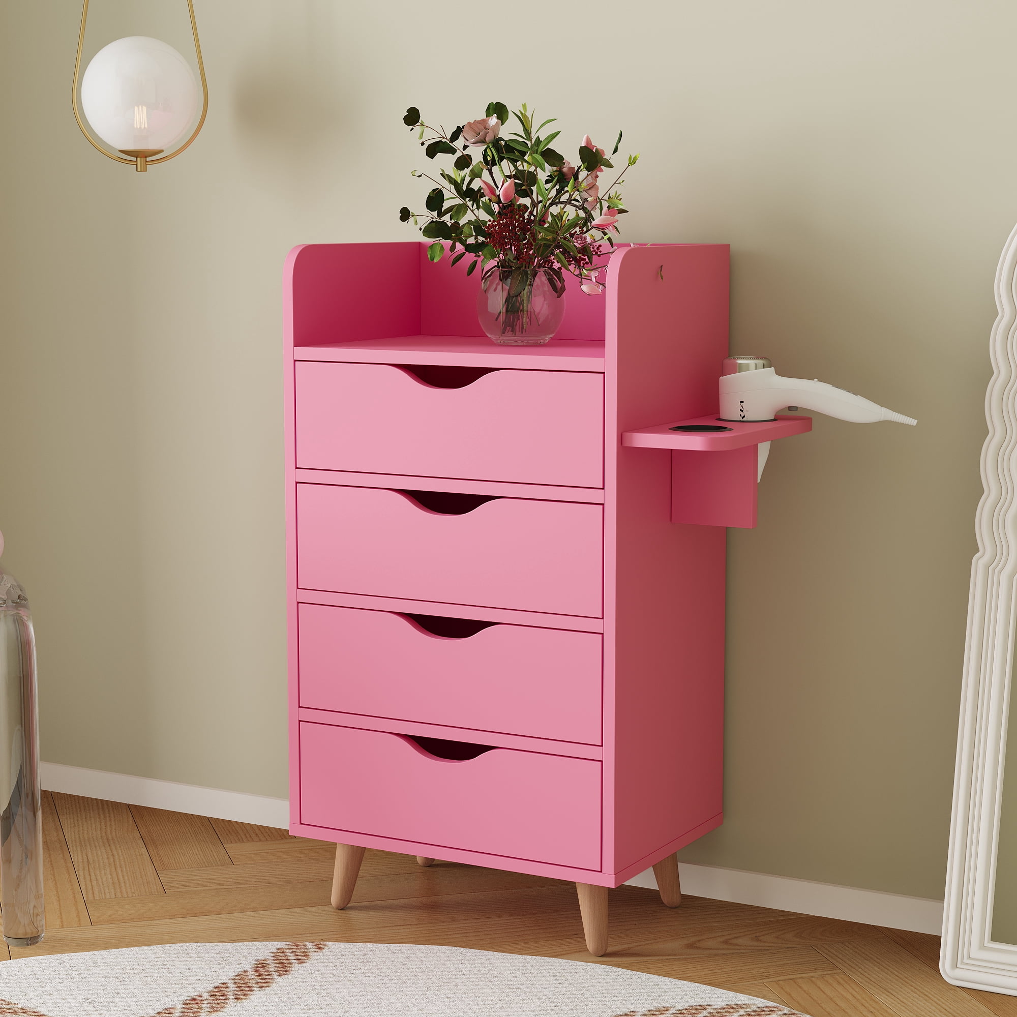 Smilegend 4-Tier Rolling Salon Storage Cabinet with Drawers, Hair ...