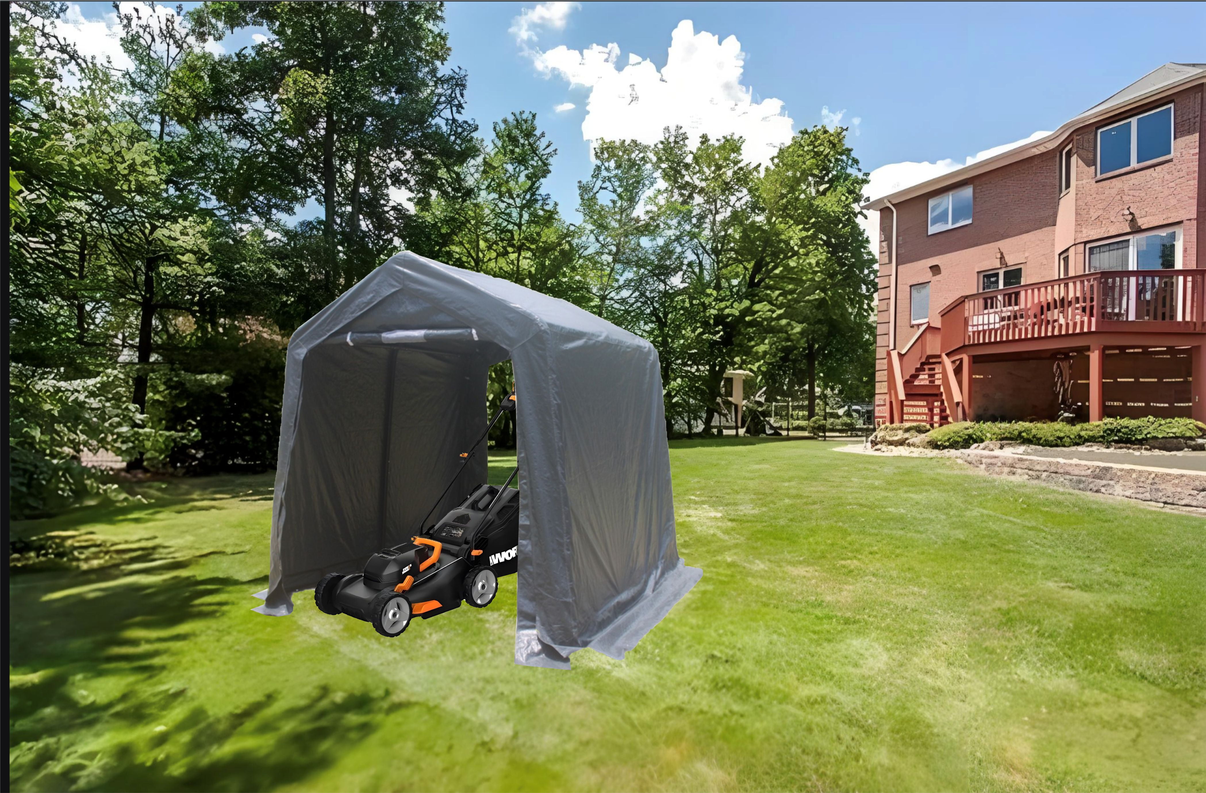 Smilegend 7x8ft Heavy Duty Outdoor Portable Garage Shelter with Roll-Up ...