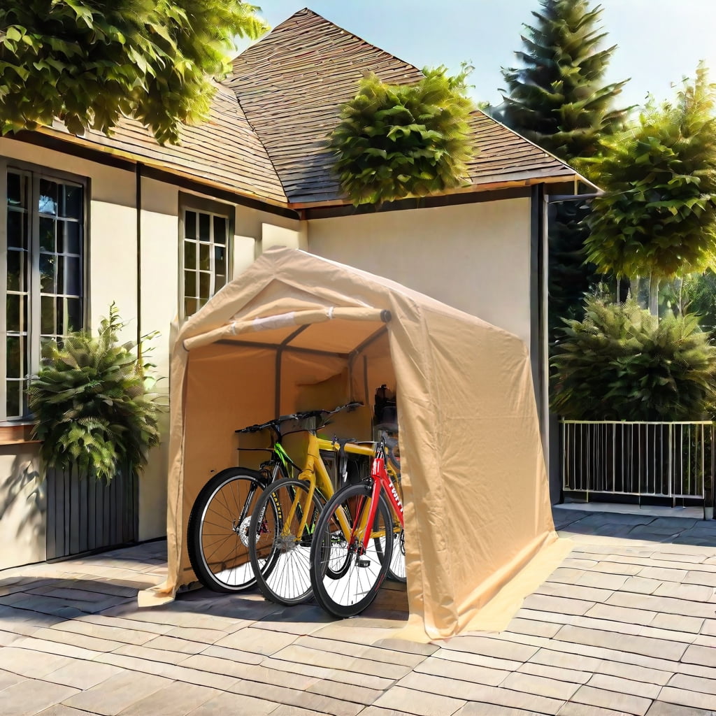 Smilegend 7x8ft Heavy Duty Outdoor Portable Garage Shelter with Roll-Up ...