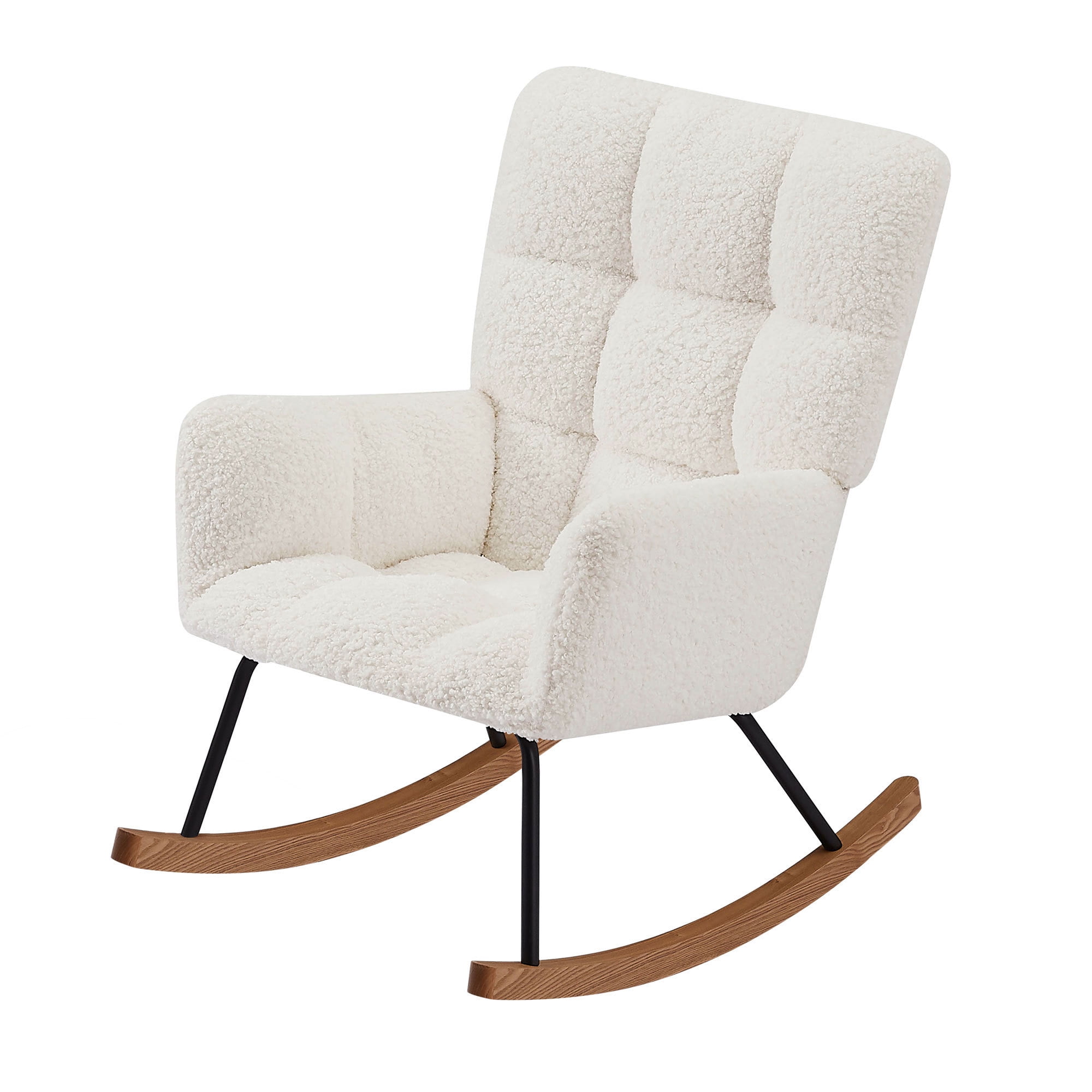 Smilegend Comfy Upholstered Lounge Rocking Chair with High Backrest ...