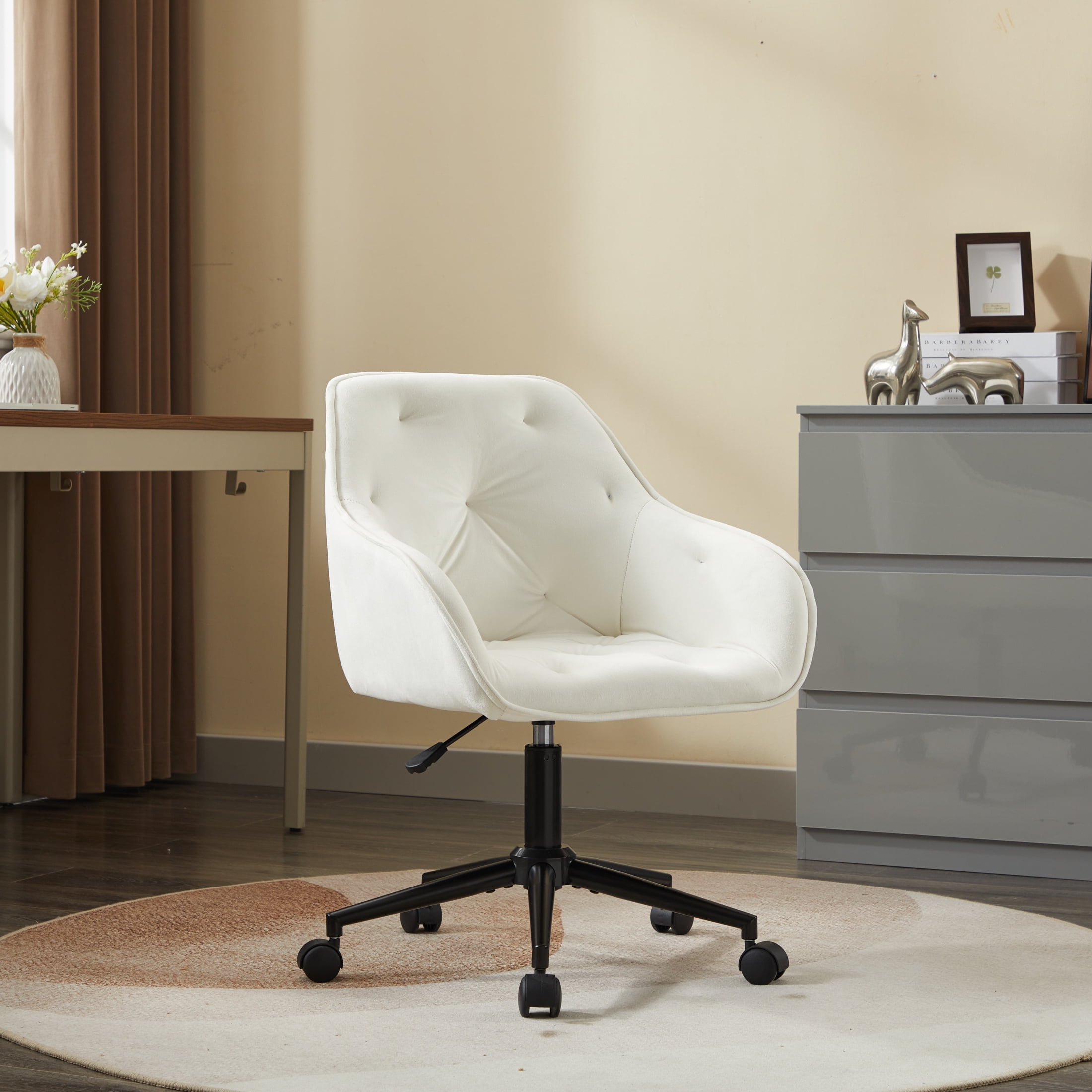 Smilegend Elegant Velvet Office Chair, Adjustable Height Vanity Chair ...