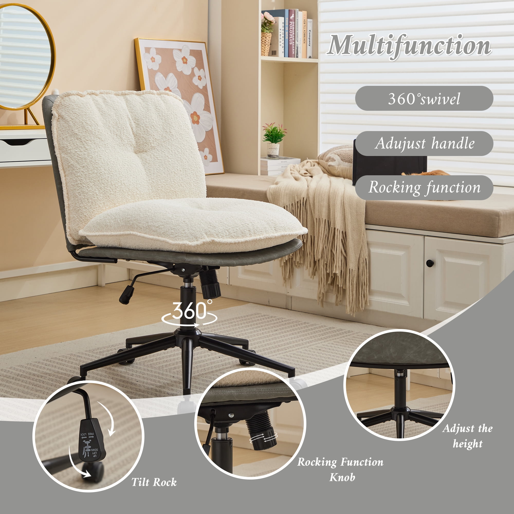 Smilegend Ergonomic Oversized Office Chair with Wheels, Adjustable ...