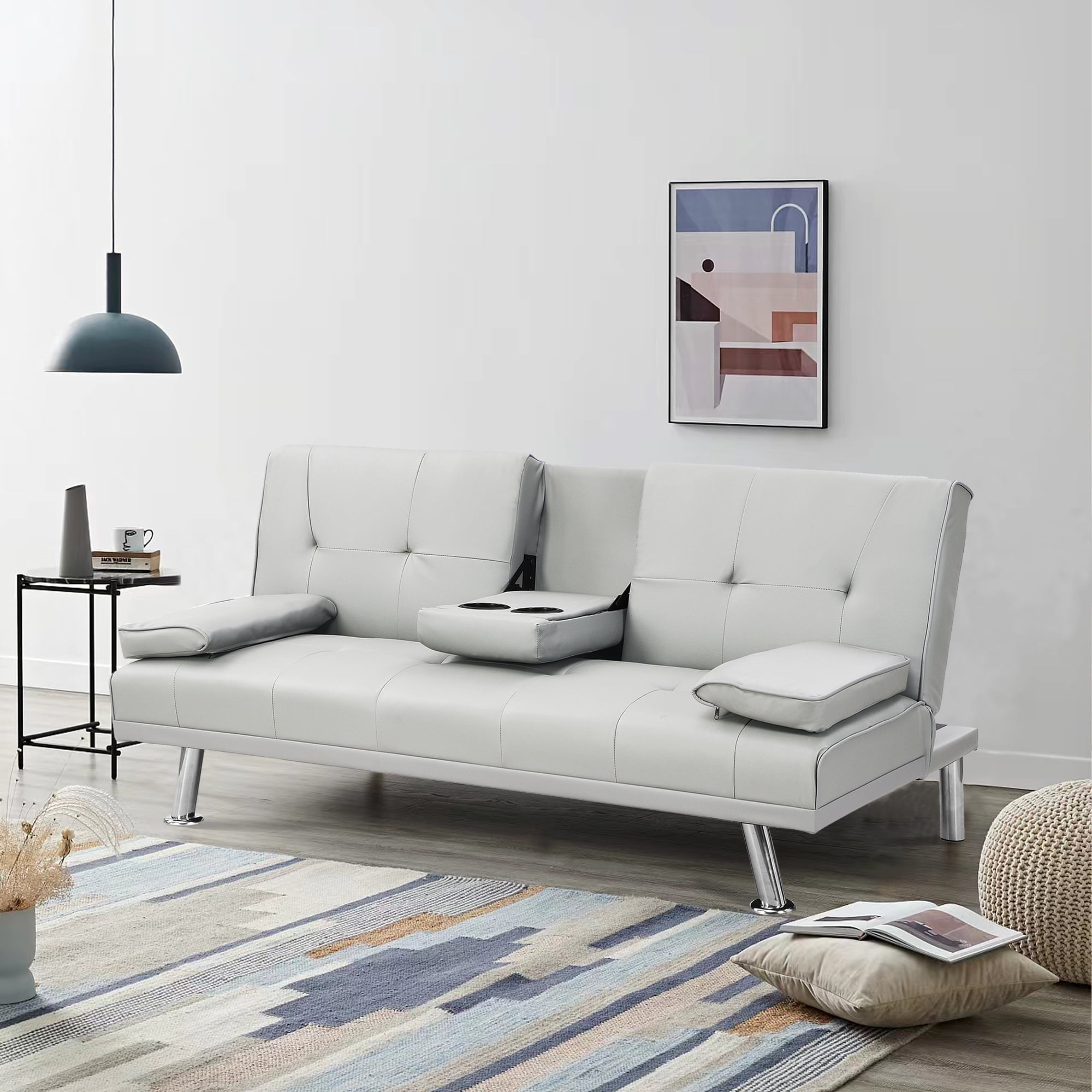 Smilegend Foldable Sofa Bed with Cup Holder and Adjustable Backrest ...