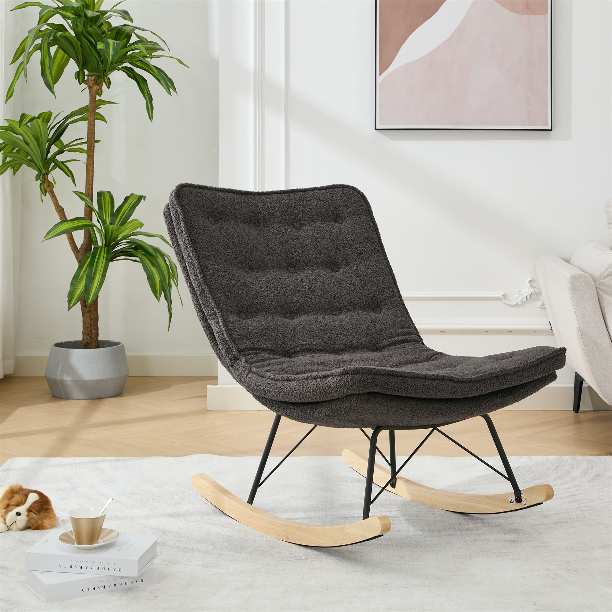 Smilegend Lazy Rocking Chair, Comfortable Lounge Chair with Wide ...