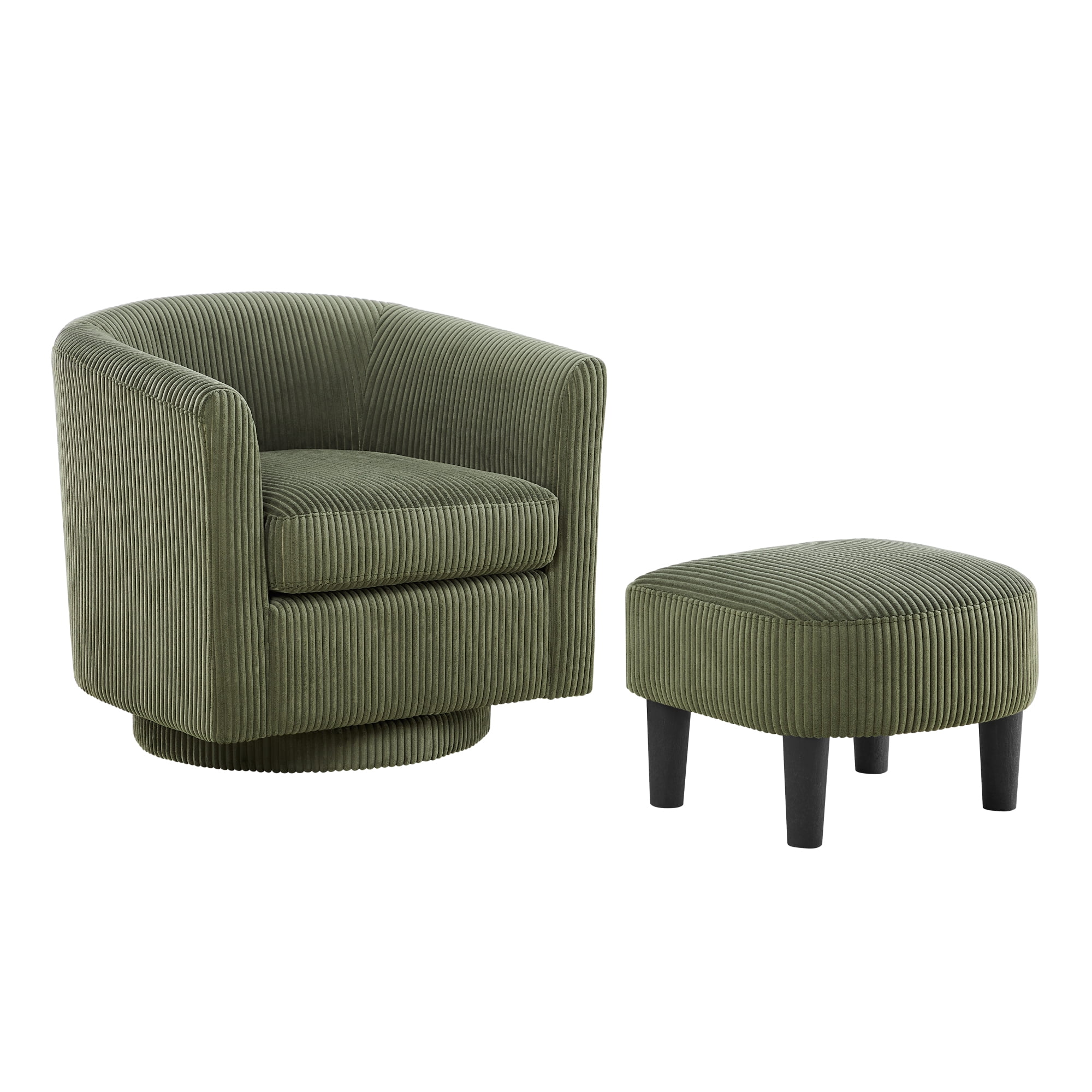 Smilegend Swivel Accent Chair with Ottoman, 360° Rotating Corduroy ...