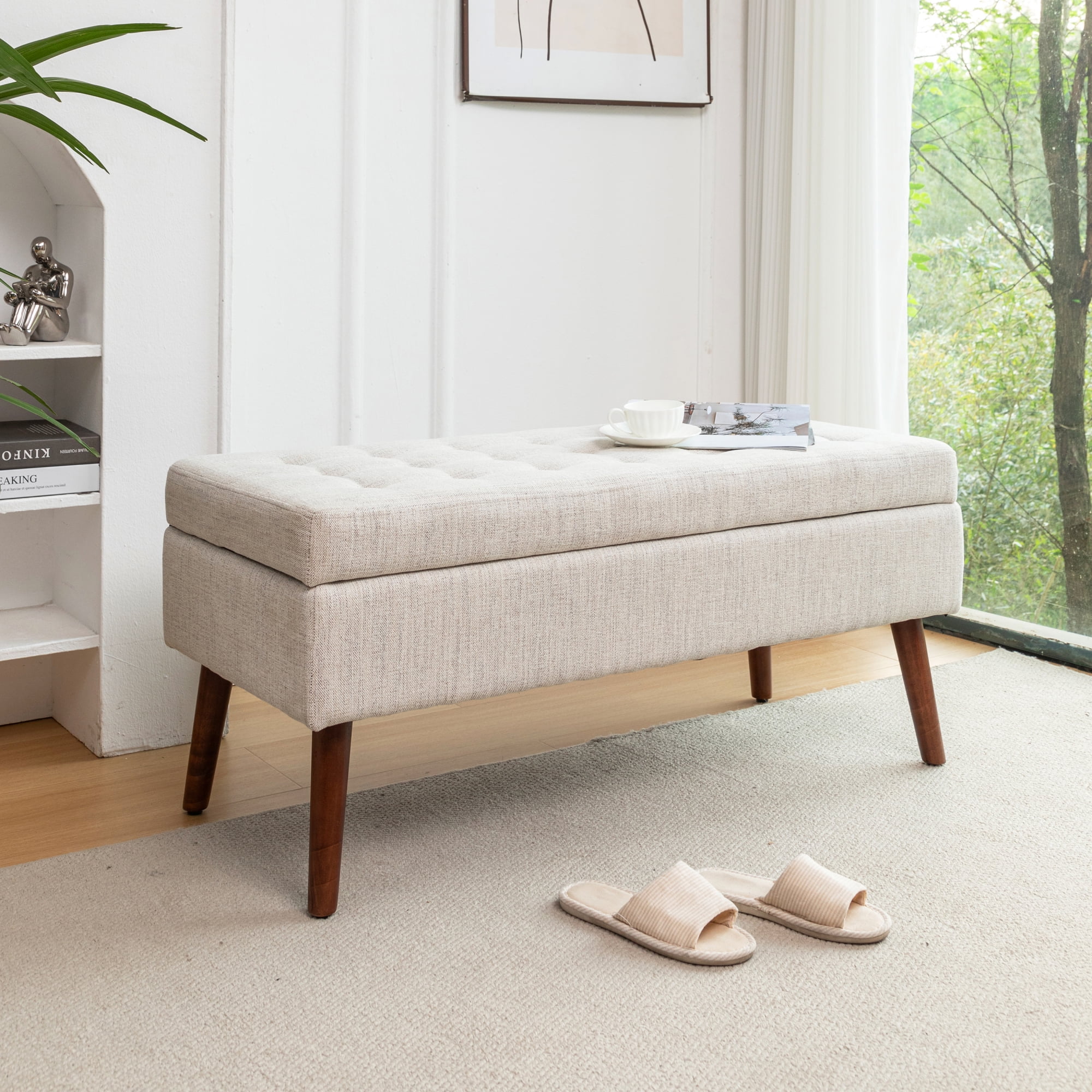 Smilegend Upholstered Storage Bench with Lift Top, 43.3" Wide Entryway ...