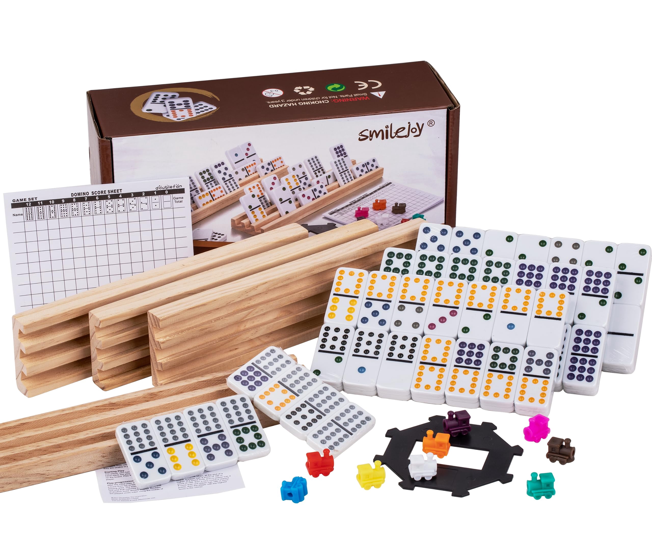 Smilejoy Mexican Train Dominoes KEF16 Set with Colorful Dot- Double 12 ...