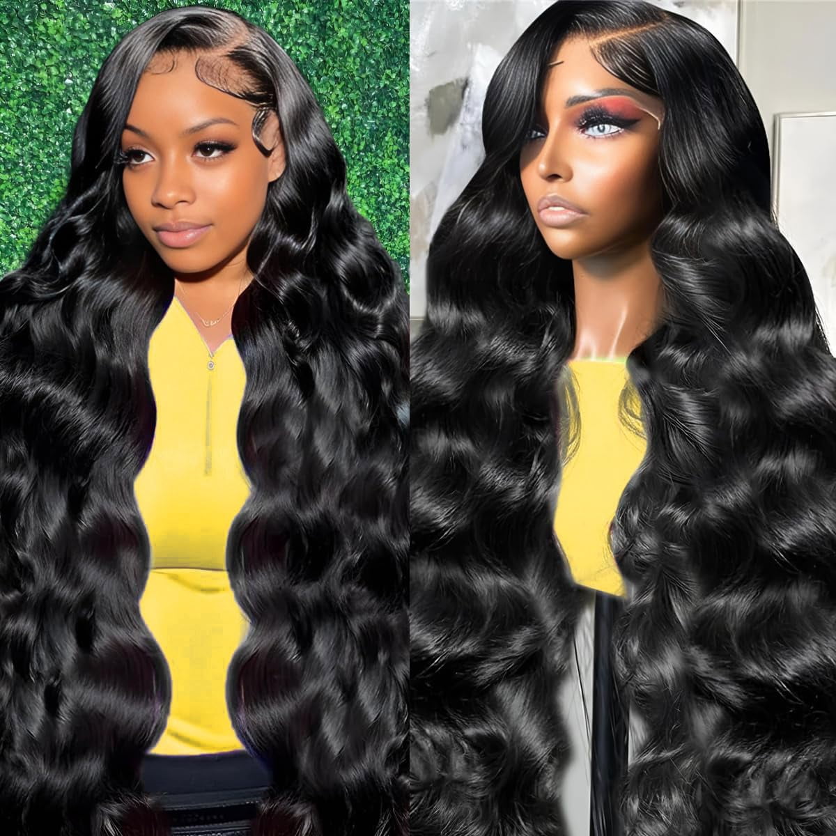 Smilenice 220% Density 26 Inch 13x6 Body Wave Lace Front Wigs Human ...