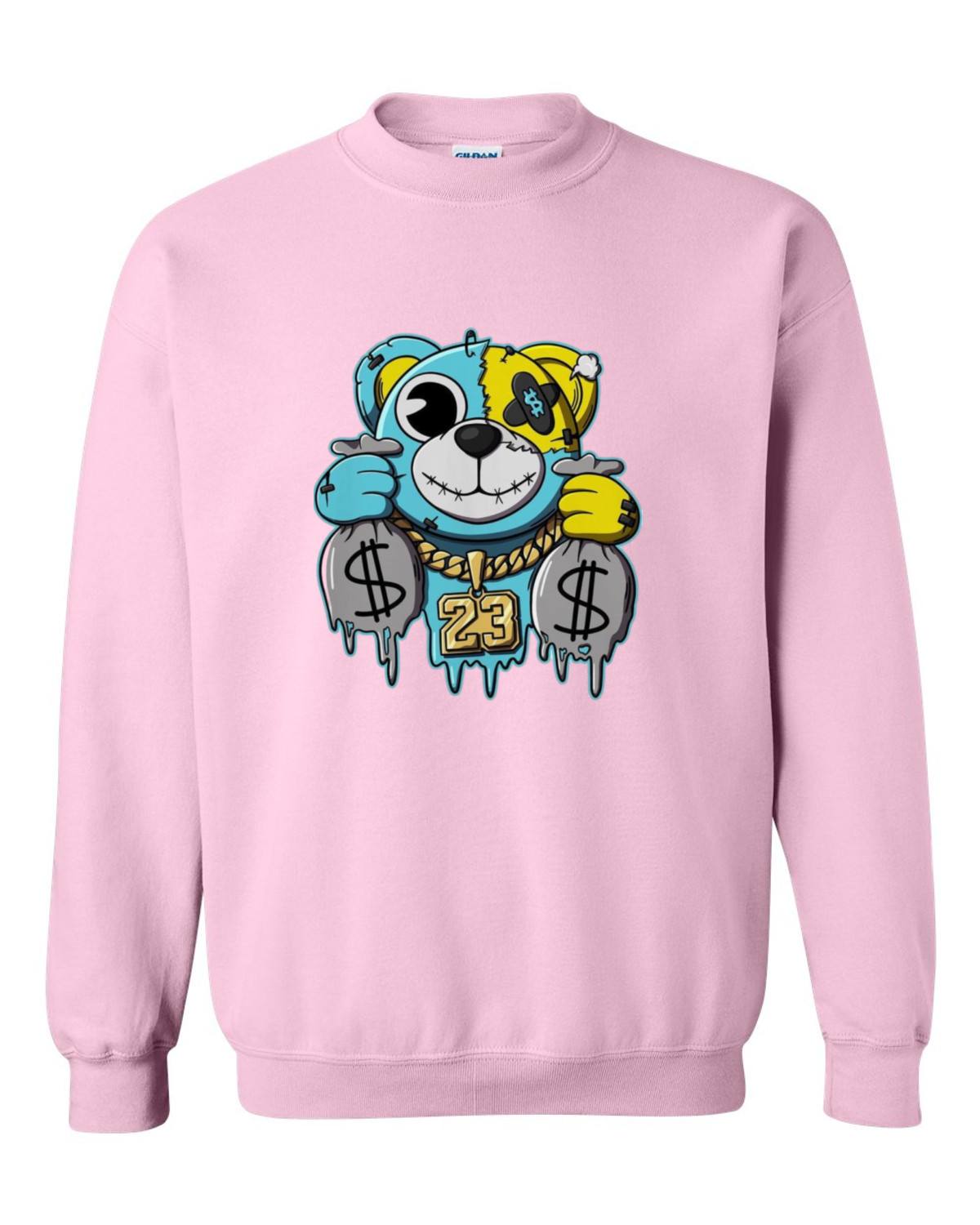 Smiley Blue Bear Holding Cash with Cartoon Glow Urban Style Art ...