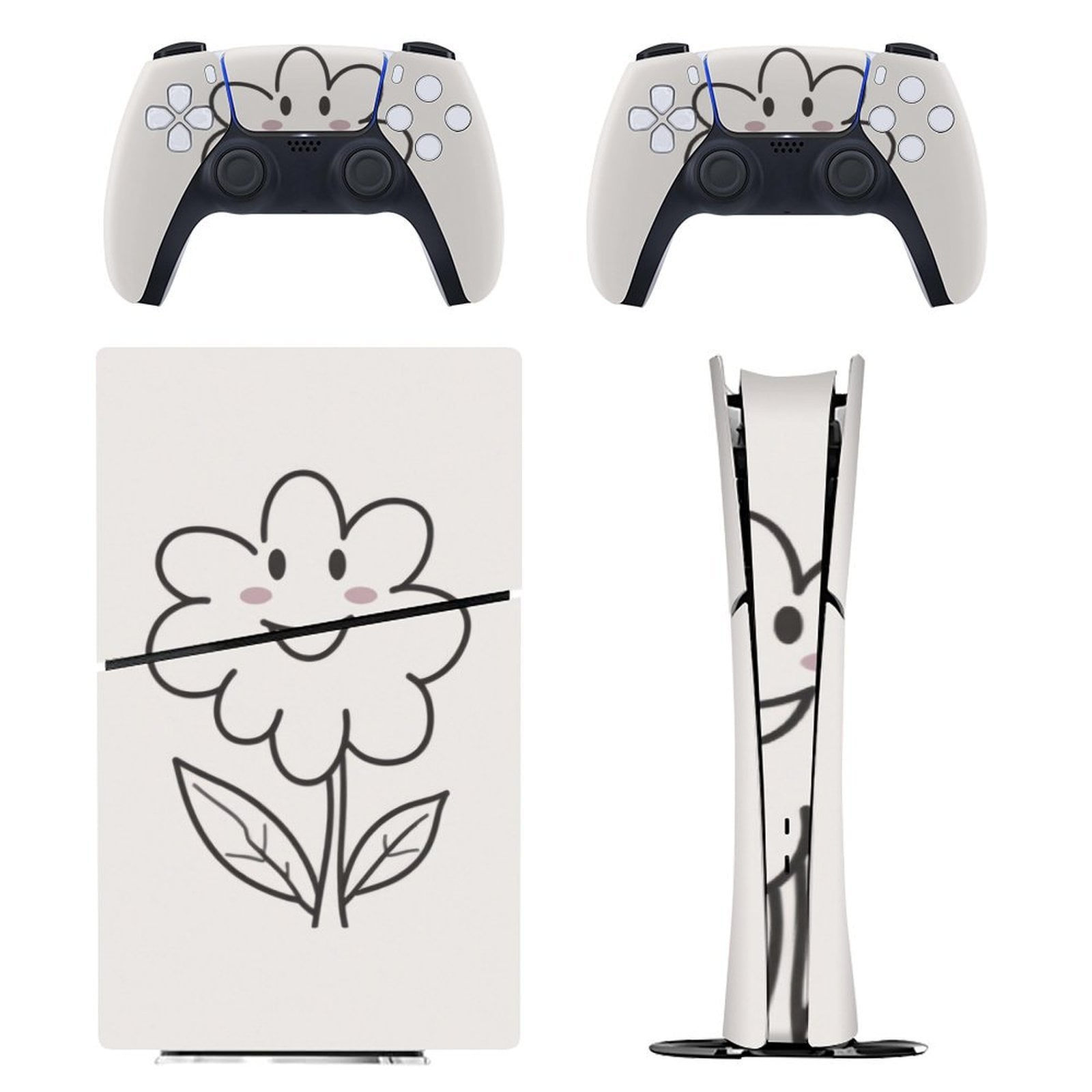 Smiley Cute Flower Console Skin Bundle for PS5 Pro Slim Disc & Digital ...
