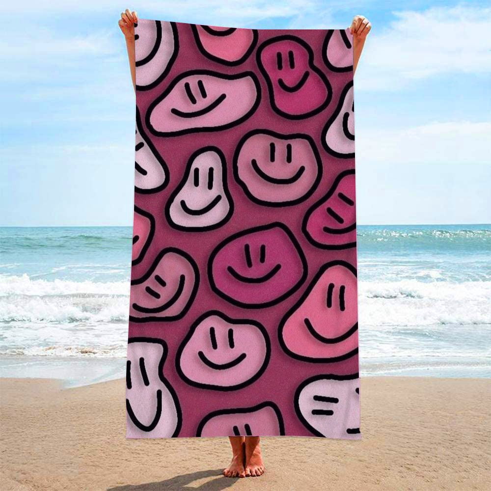 Smiley Face Beach Towel Sand Free Quick Soft-touching Dry Large Floral ...