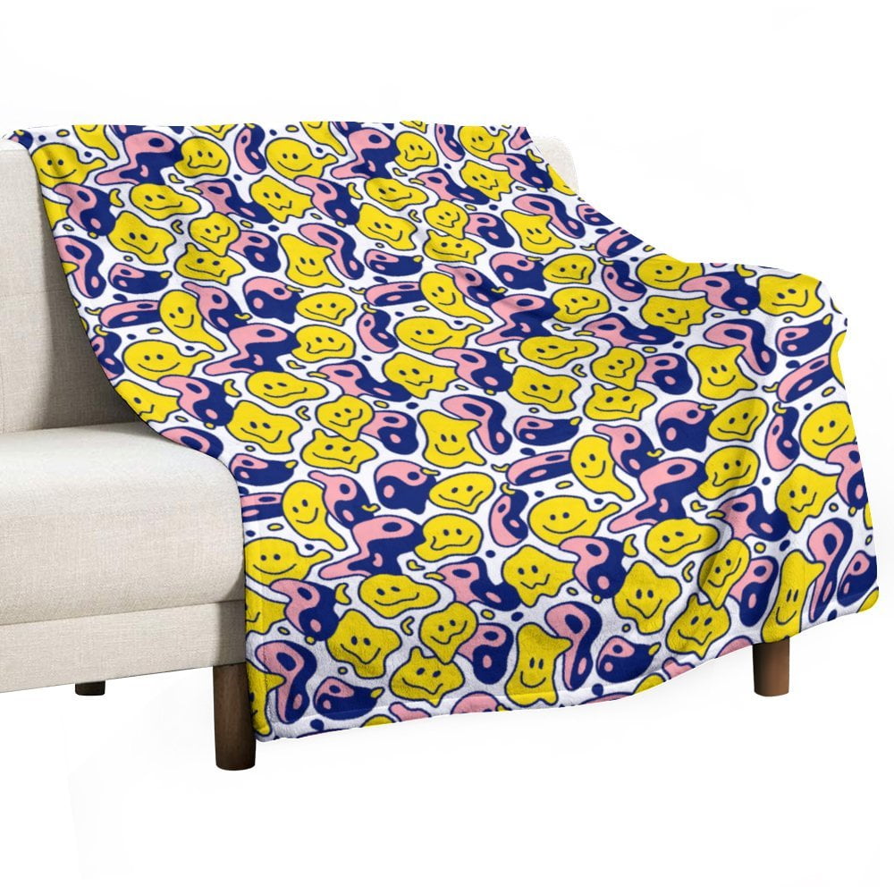 Smiley Face Blanket, Gift Throw Blanket for Sofa Couch Chair Bed Office ...