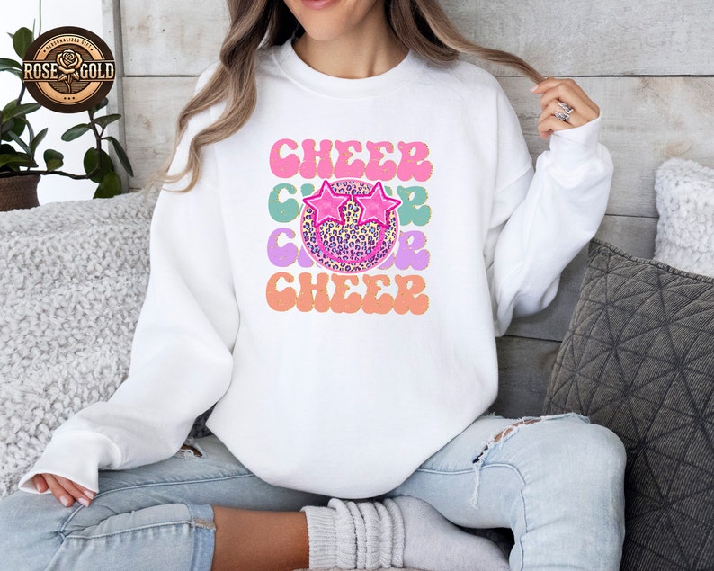 Smiley Face Cheer , Cute Cheer Sweatshirt, Cheerleader Sweatshirt ...