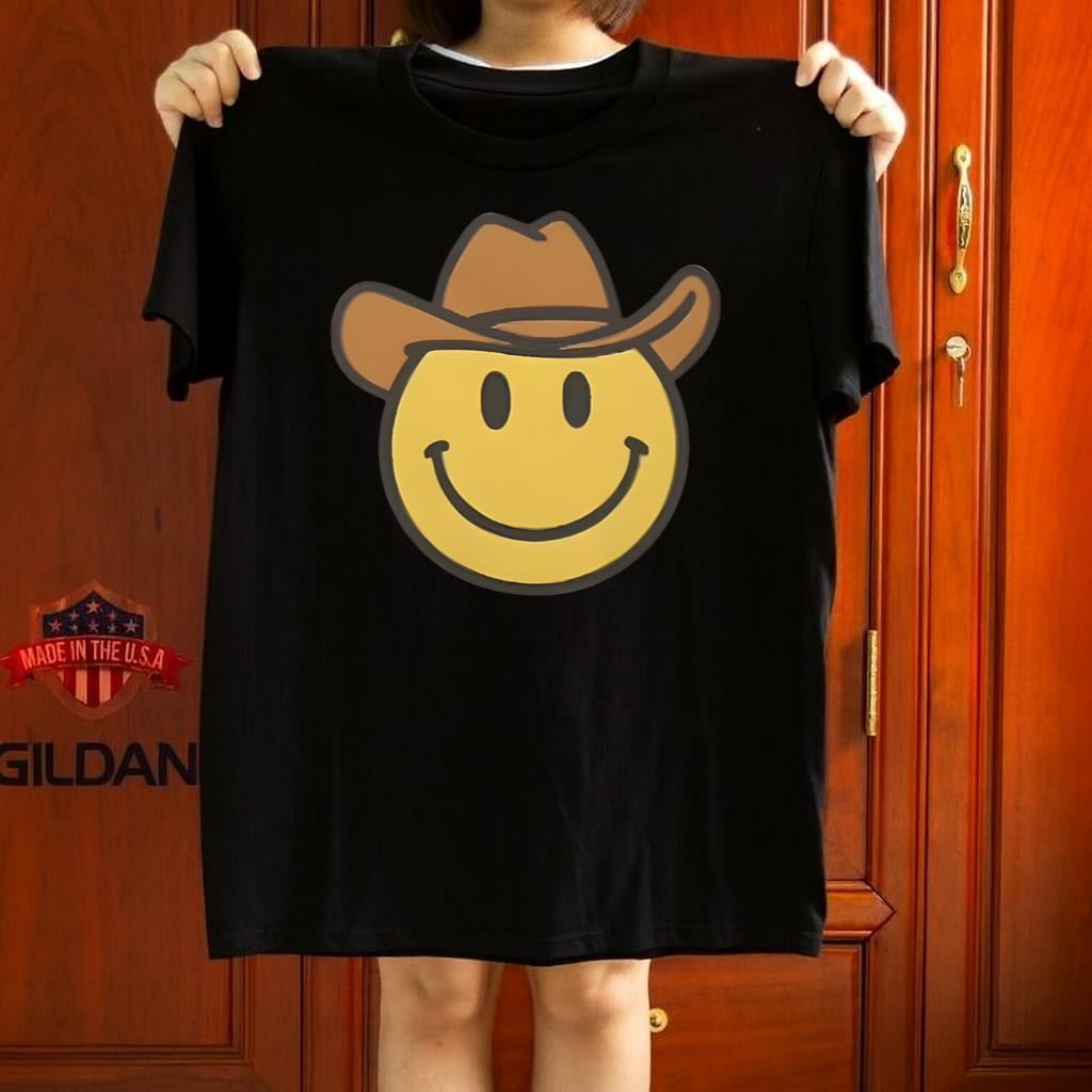 Smiley Face Cowboy Hat Western Fun Graphic Comfort Color Tee Graphic ...