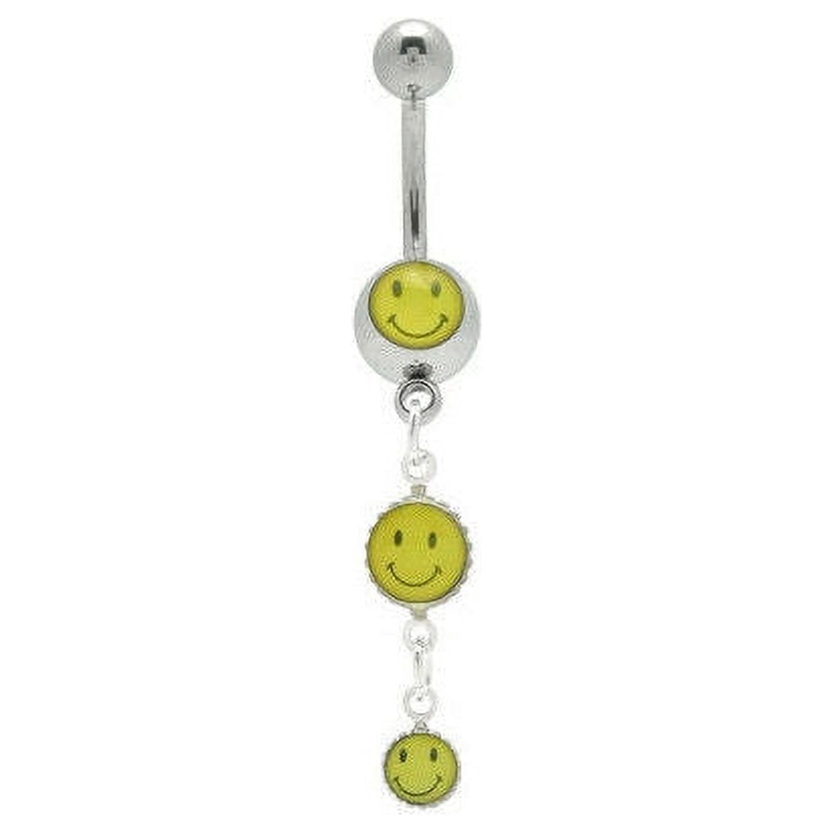 Smiley Face Design Dangling Belly Button Ring - Walmart.com