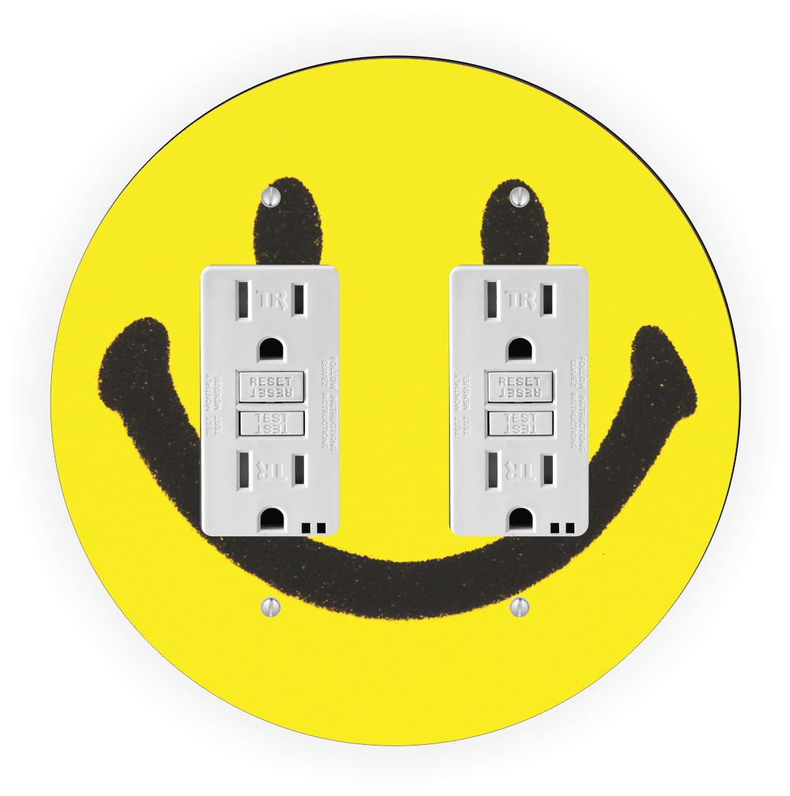Smiley Face Design - Round Light Switch Plate Cover - Double GFI ...