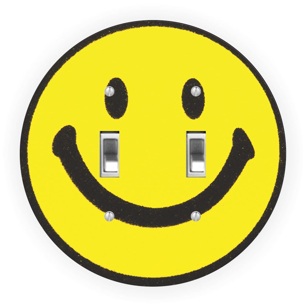 Smiley Face Design - Round Light Switch Plate Cover - Double Toggle ...