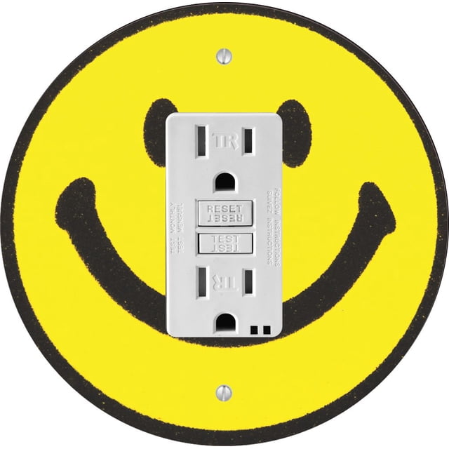 Smiley Face Design - Round Light Switch Plate Cover - GFI - Walmart.com