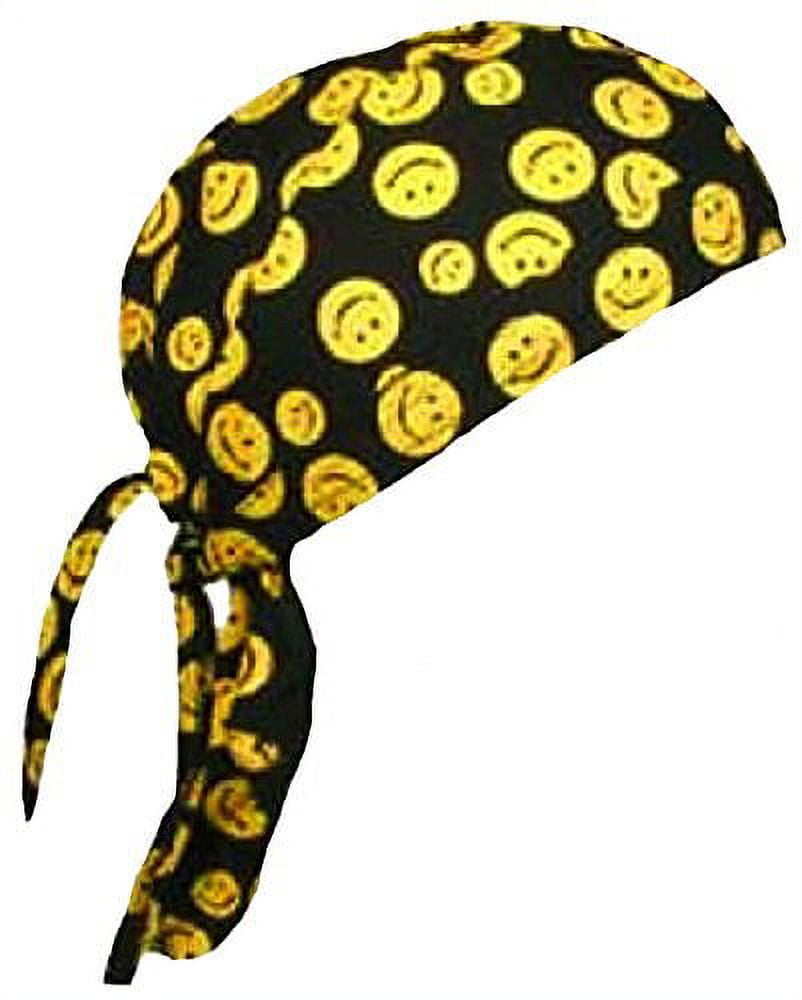 Smiley Face Doo Rag Happy Skull Cap Mens or Womens with Bumper Sticker ...