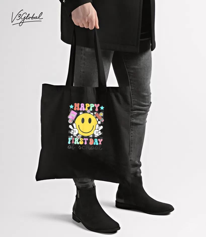 Smiley Face First Day School Fun Bright Mood Graphic Tote Bags ...