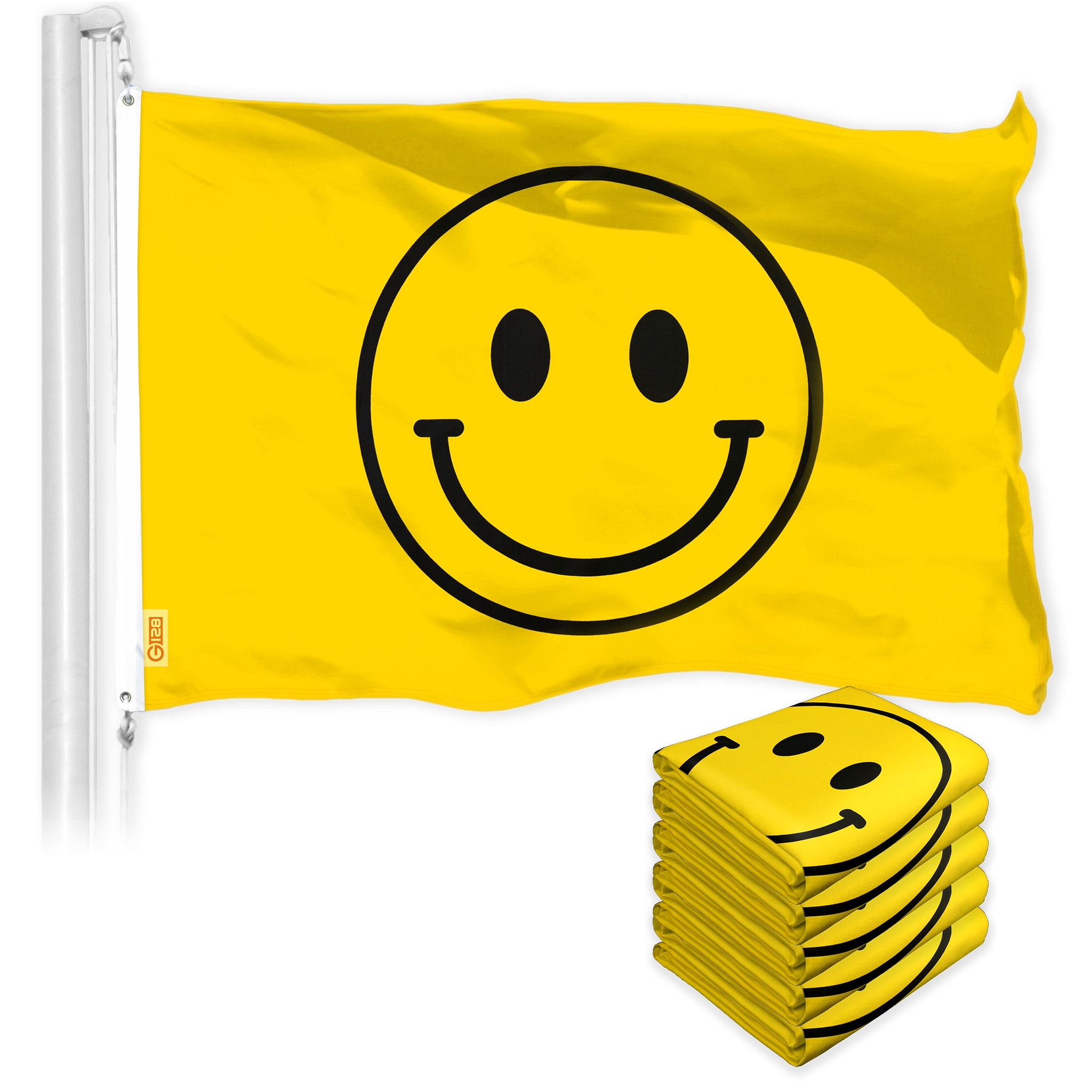 Smiley Face Flag 3x5FT 5-Pack Printed 150D Polyester By G128 - Walmart.com