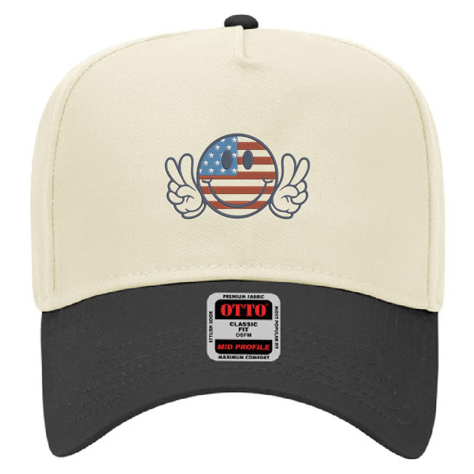 Smiley Face July 4th Embroidered Snapback Baseball Hat - Walmart.com