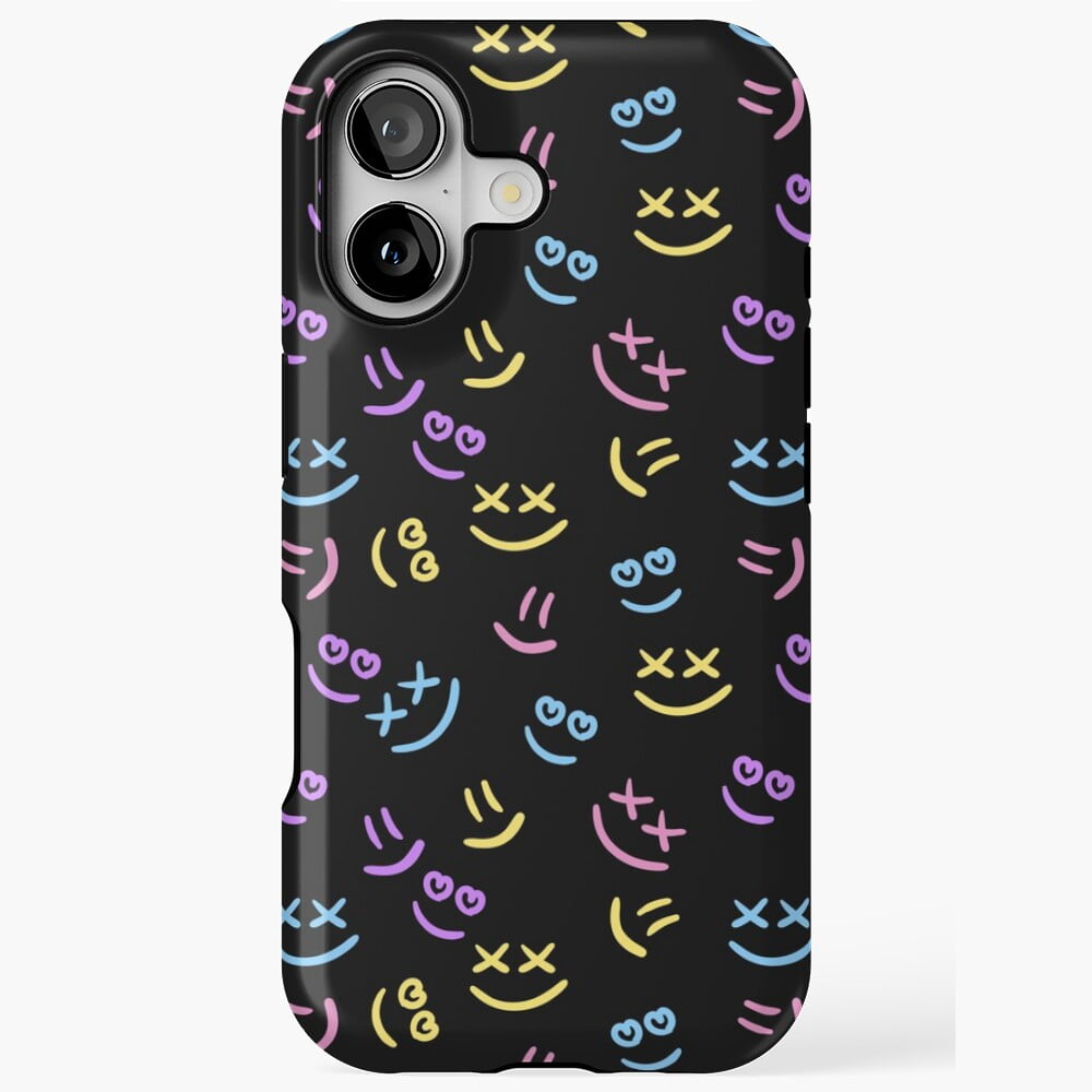 Smiley Face Pastel Retro Pattern Print iPhone Case 11 to 17 Pro Max ...