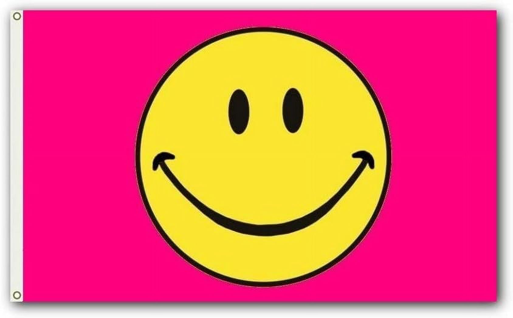 Smiley Face (Pink) Outdoor Flag - 3Ply Polyester, Heavy Duty Double ...