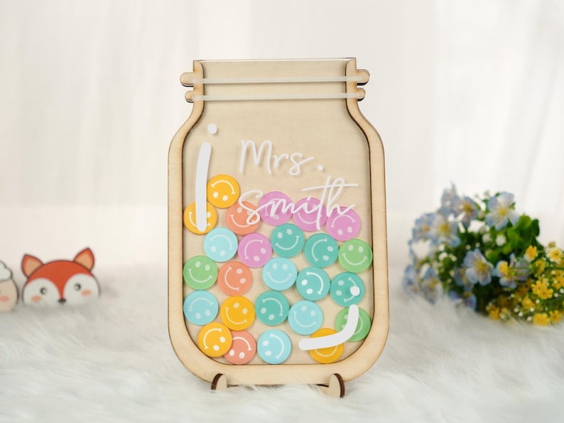 Smiley Face Reward Jar, Personalized Gift for Teacher, Colorful ...
