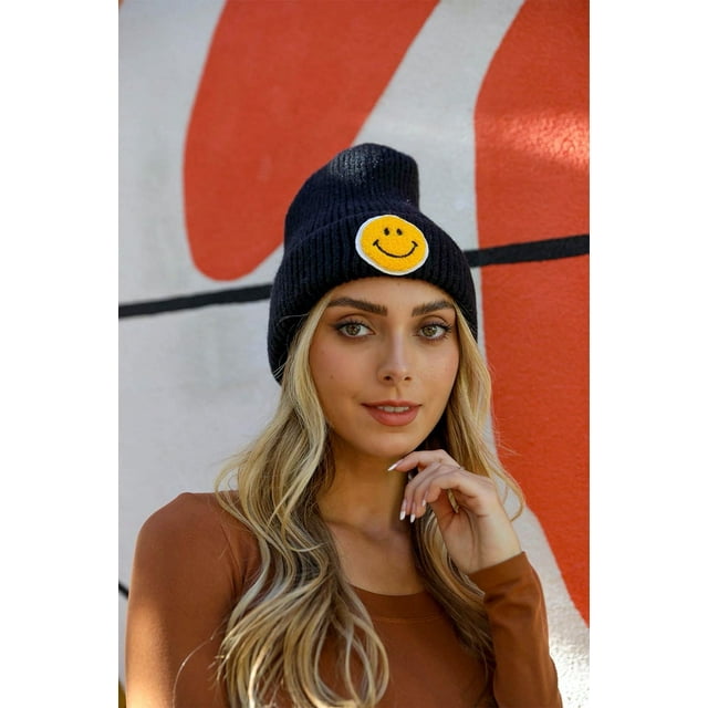 Smiley Face Ribbed Beanie ? - Walmart.com