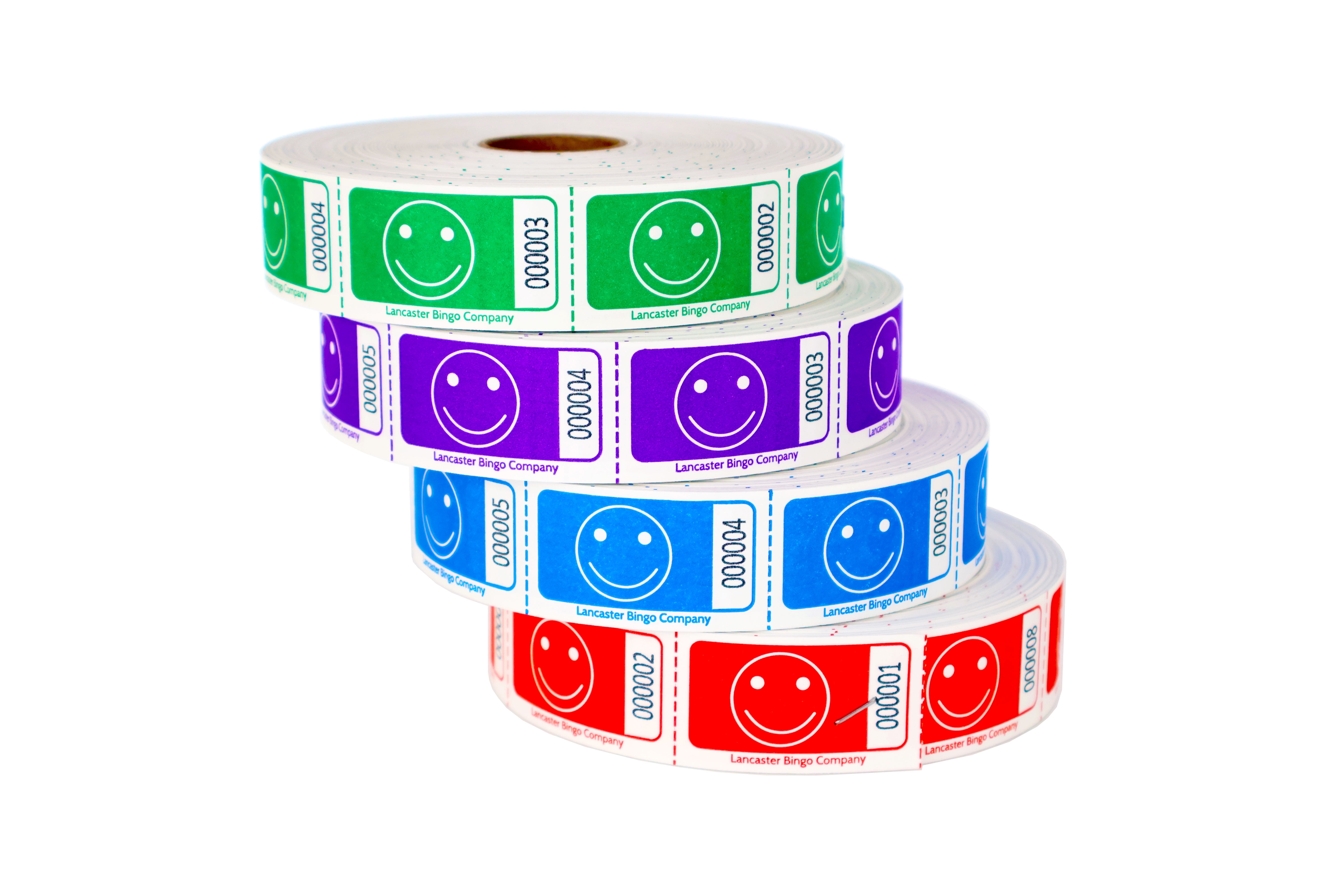 Smiley Face Roll Ticket 1,000 Ticket Roll 4 Pack Assorted Colors ...