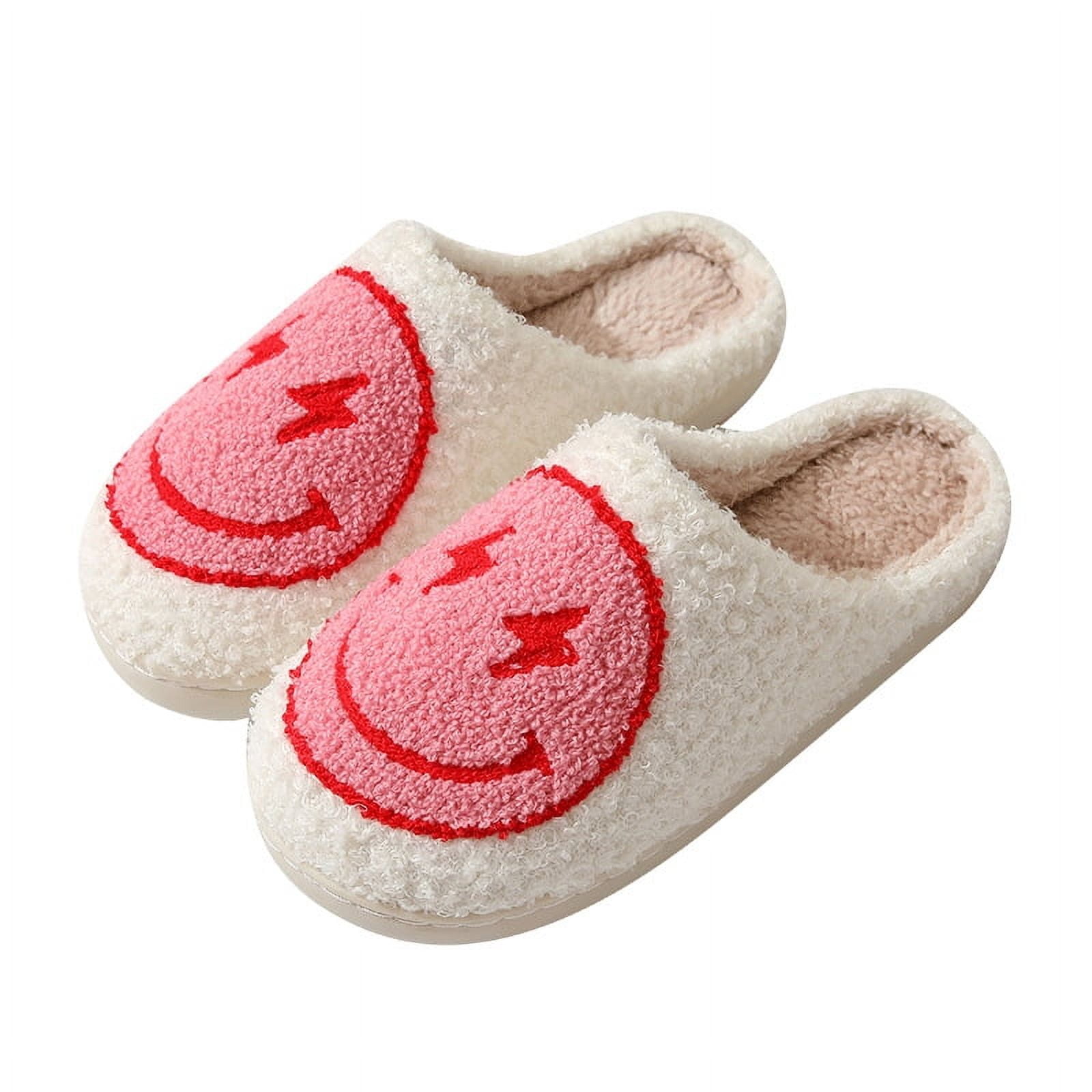Smiley Face Slippers Women Men Preppy Slippers House Fuzzy Bedroom ...