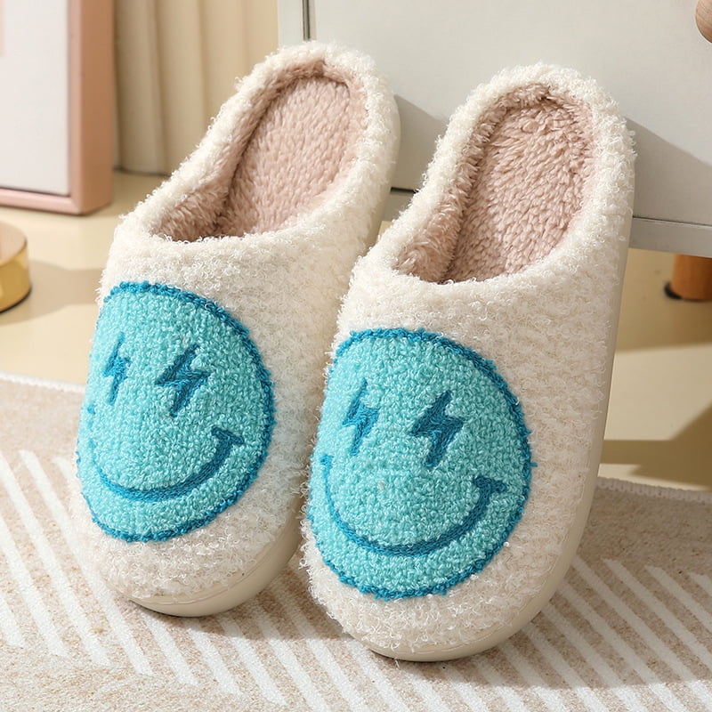 Smiley Face Slippers Women Men Preppy Slippers House Fuzzy Bedroom ...