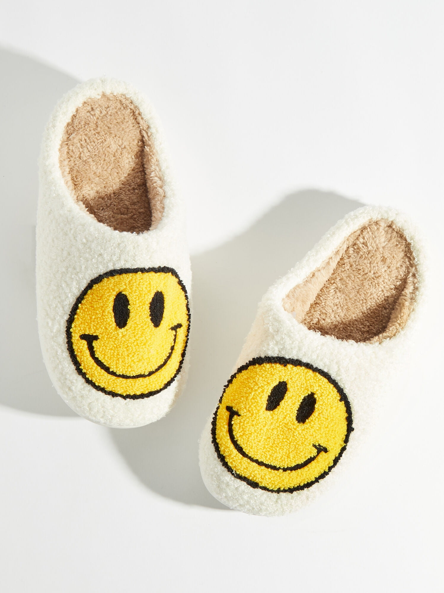 Smiley Face Slippers for Women Men Anti-Slip Soft Plush Comfy Indoor ...