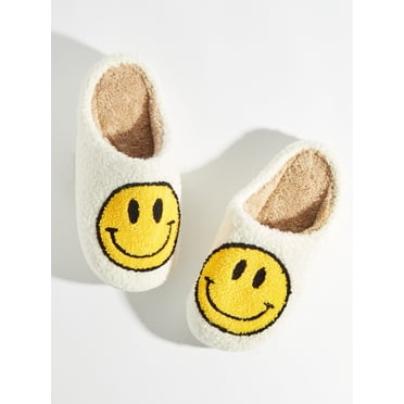 Smiley Face Slippers (Unisex), Slip Resistant, Slide-On House Shoes ...