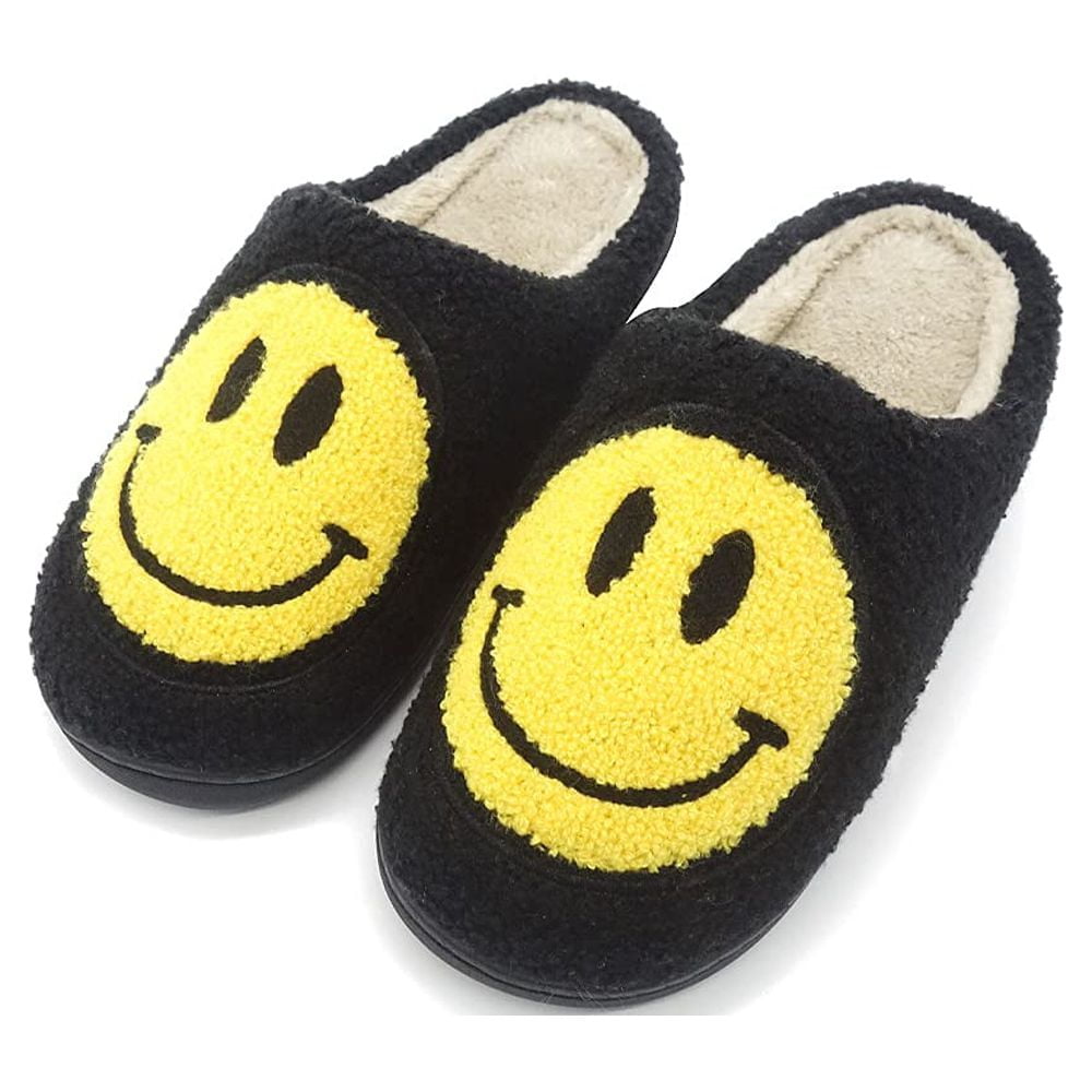 Smiley House Shoes for Women & Men, Funny Bedroom Slippers with Thick ...