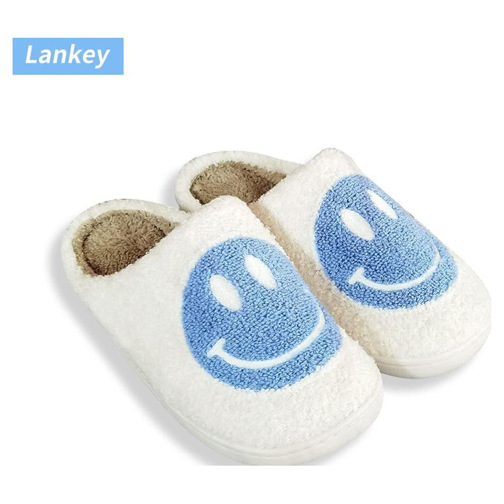 Funny Smiley Face Slippers for Adults, Soft Plush Comfy Indoor House ...