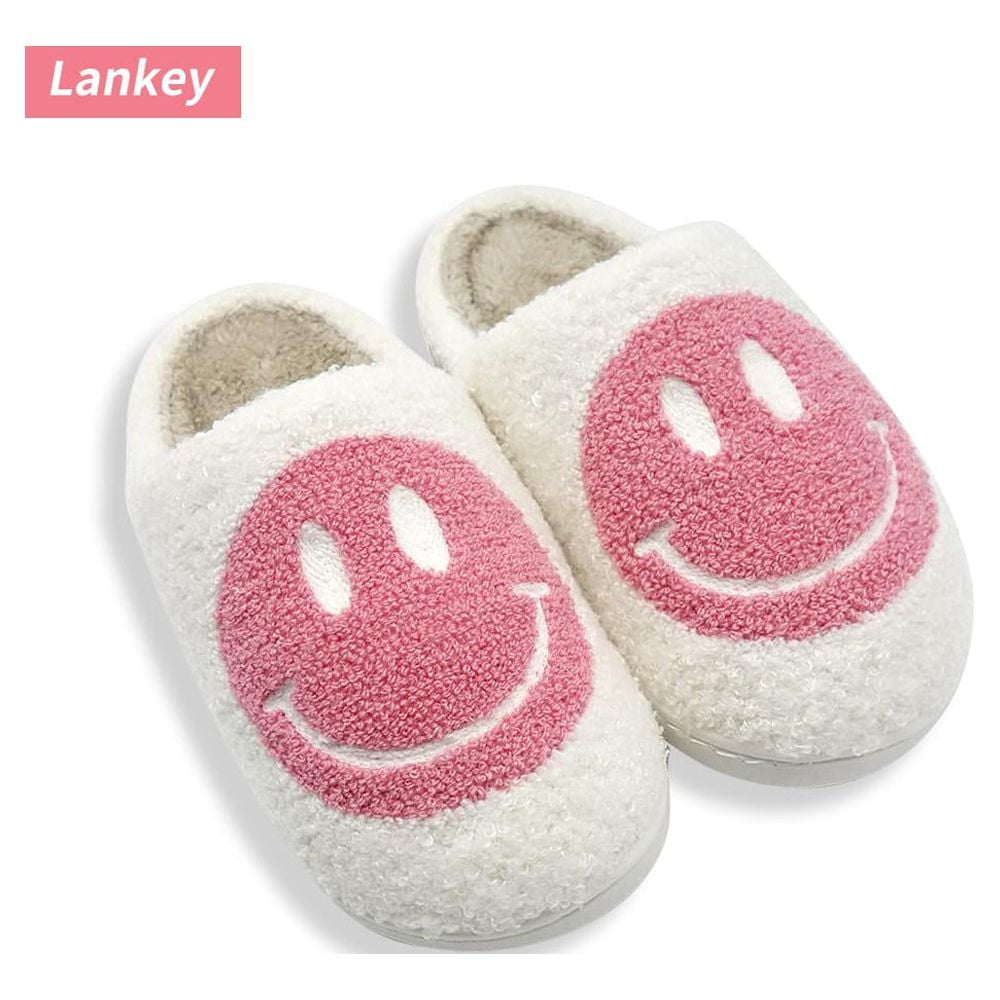 Fun Smiley Face House Shoes, Novelty Soft Plush Anti-Slip Slippers for ...