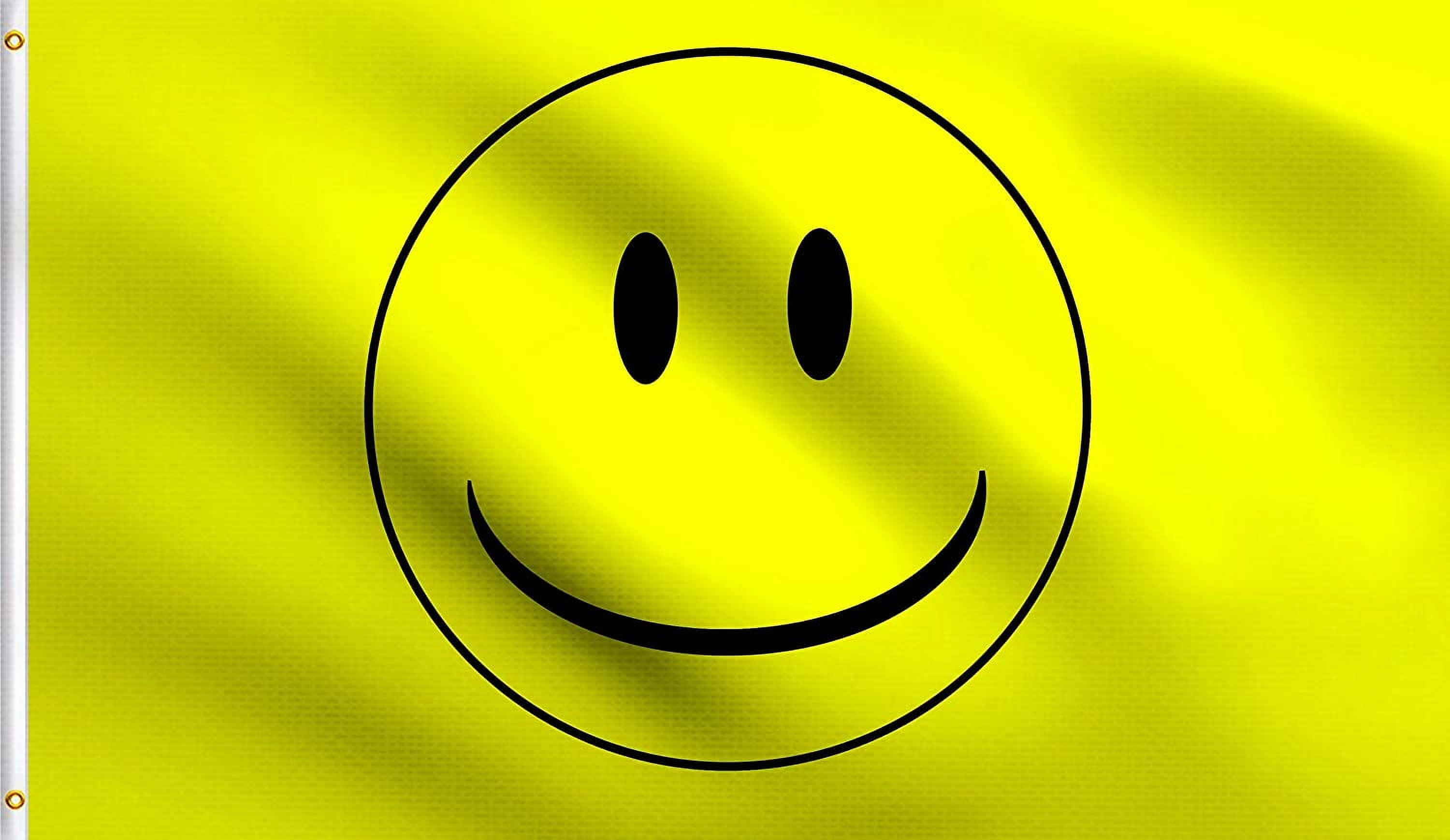 Smiley Face Yellow Smile Happy Flag, 3Ply Polyester Heavy Duty Double ...